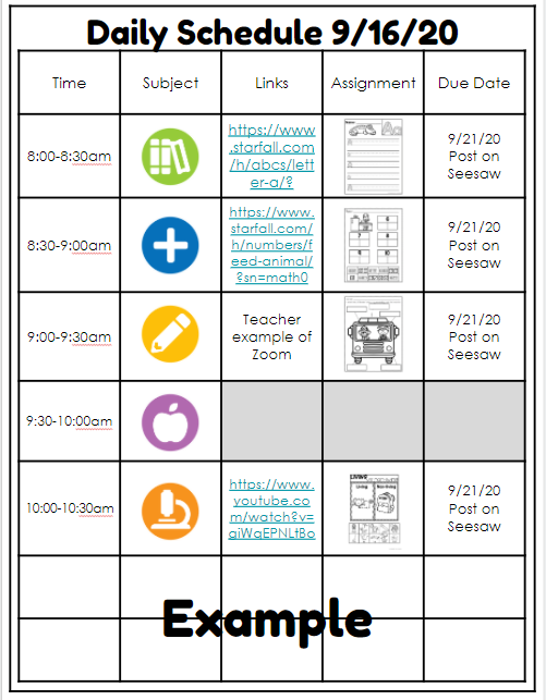 Free Editable Daily Schedule for Distance Learning - Mrs. B’s Beehive
