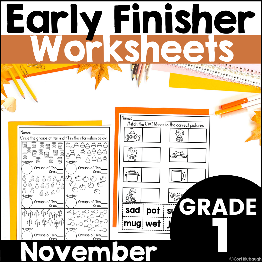 November 1st Grade Early Finisher Worksheets - Mrs. B’s Beehive
