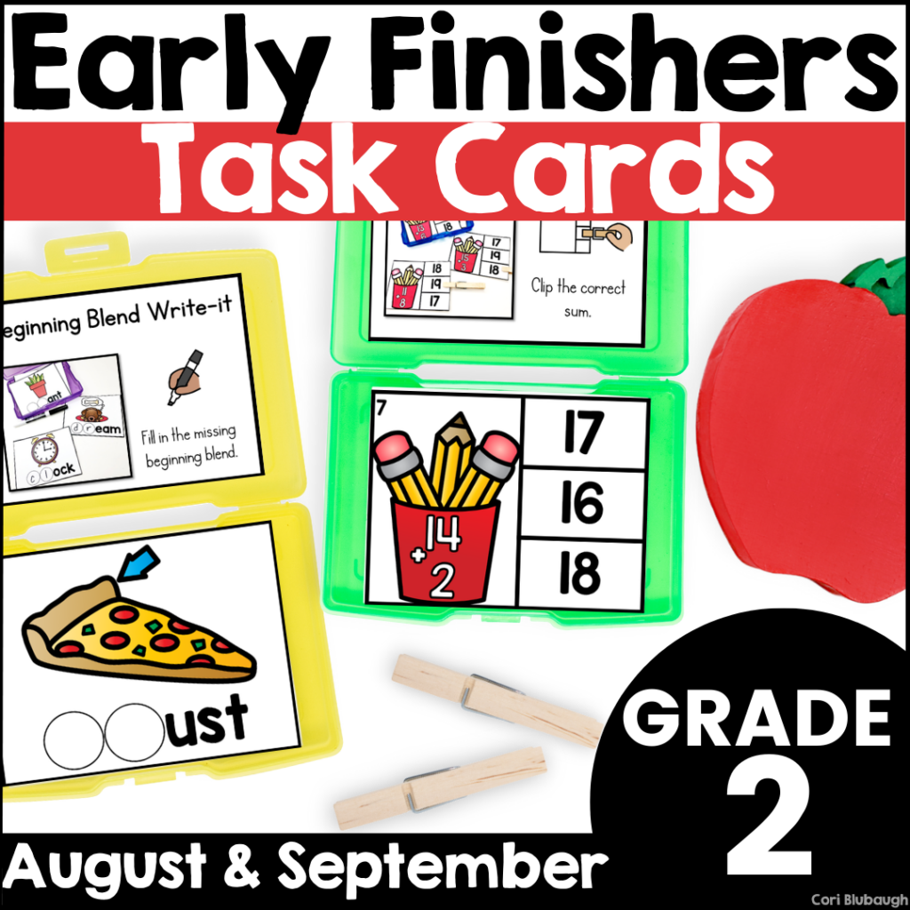 August and September 2nd Grade Early Finisher Task Cards - Mrs. B’s Beehive