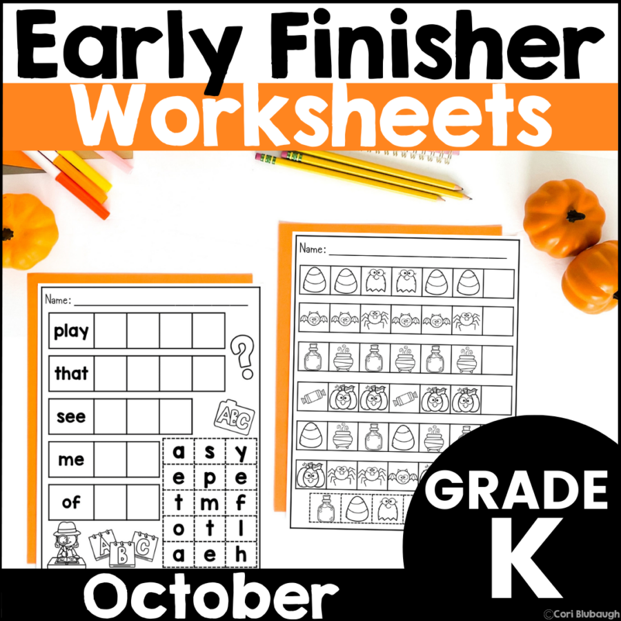 October Kindergarten Early Finisher Worksheets - Mrs. B’s Beehive
