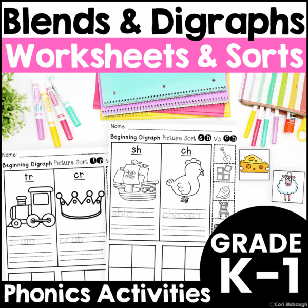 Beginning Blends and Digraphs Picture Sorts and Worksheets - Mrs. B’s ...