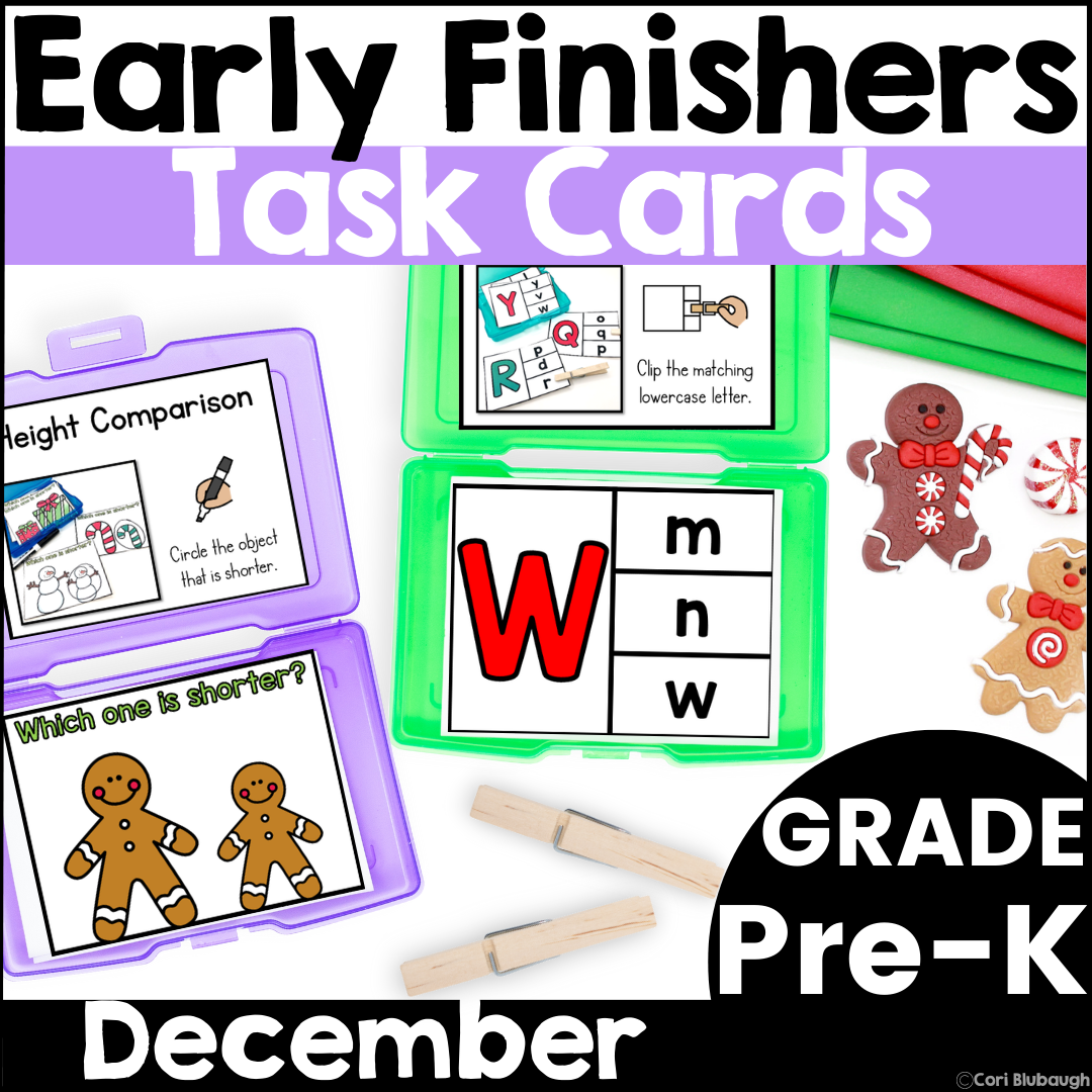 December Pre-K Early Finisher Task Cards - Mrs. B’s Beehive