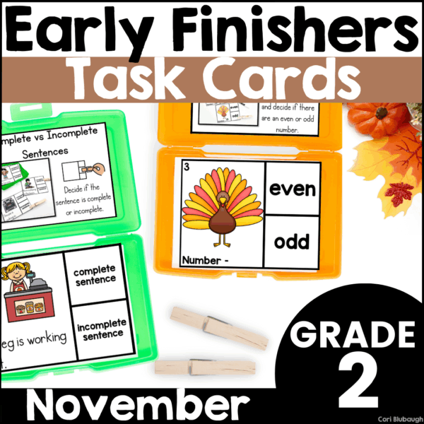 November 2nd Grade Early Finisher Task Cards - Mrs. B’s Beehive