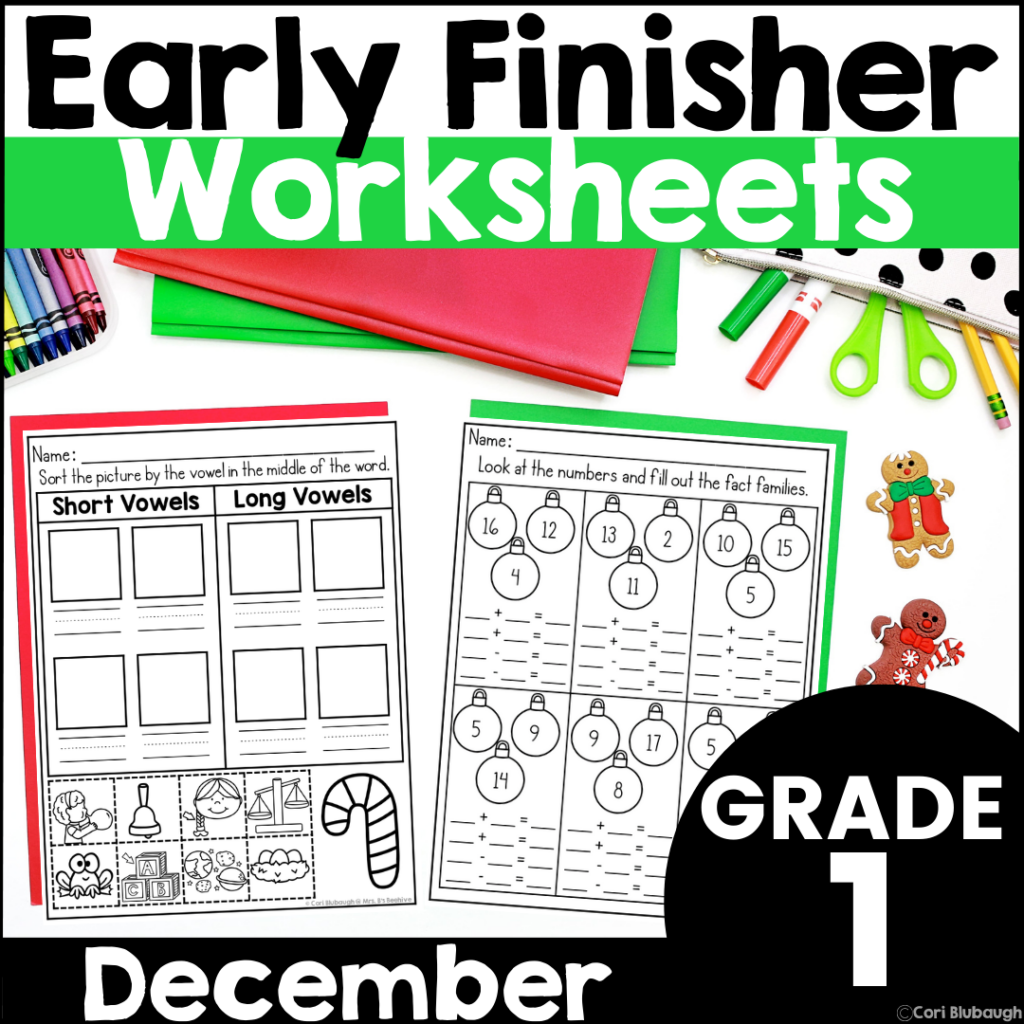 December 1st Grade Early Finisher Worksheets - Mrs. B’s Beehive