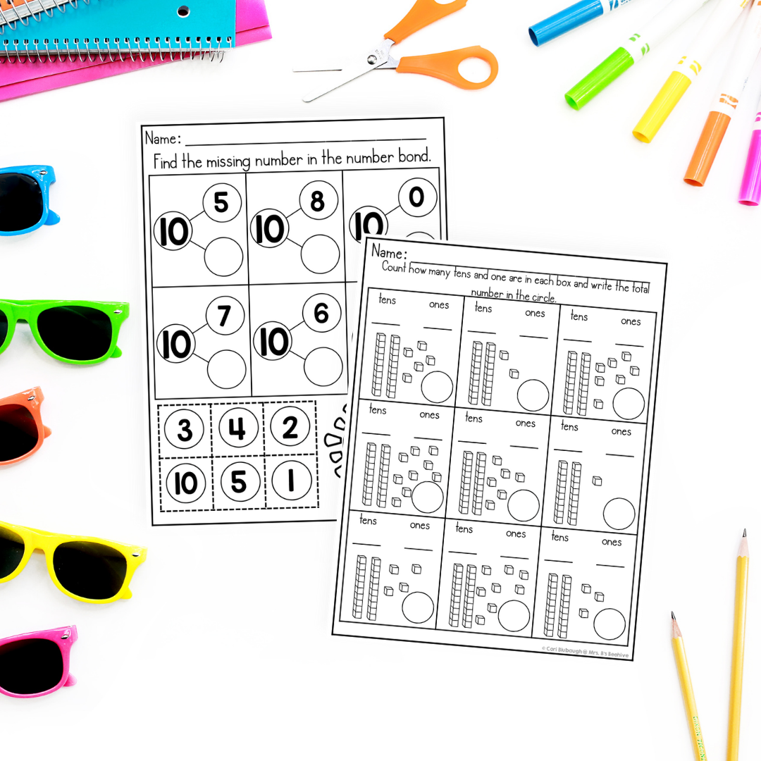 Kindergarten End-of-the-Year Worksheets Phonics and Math Practice - Mrs ...