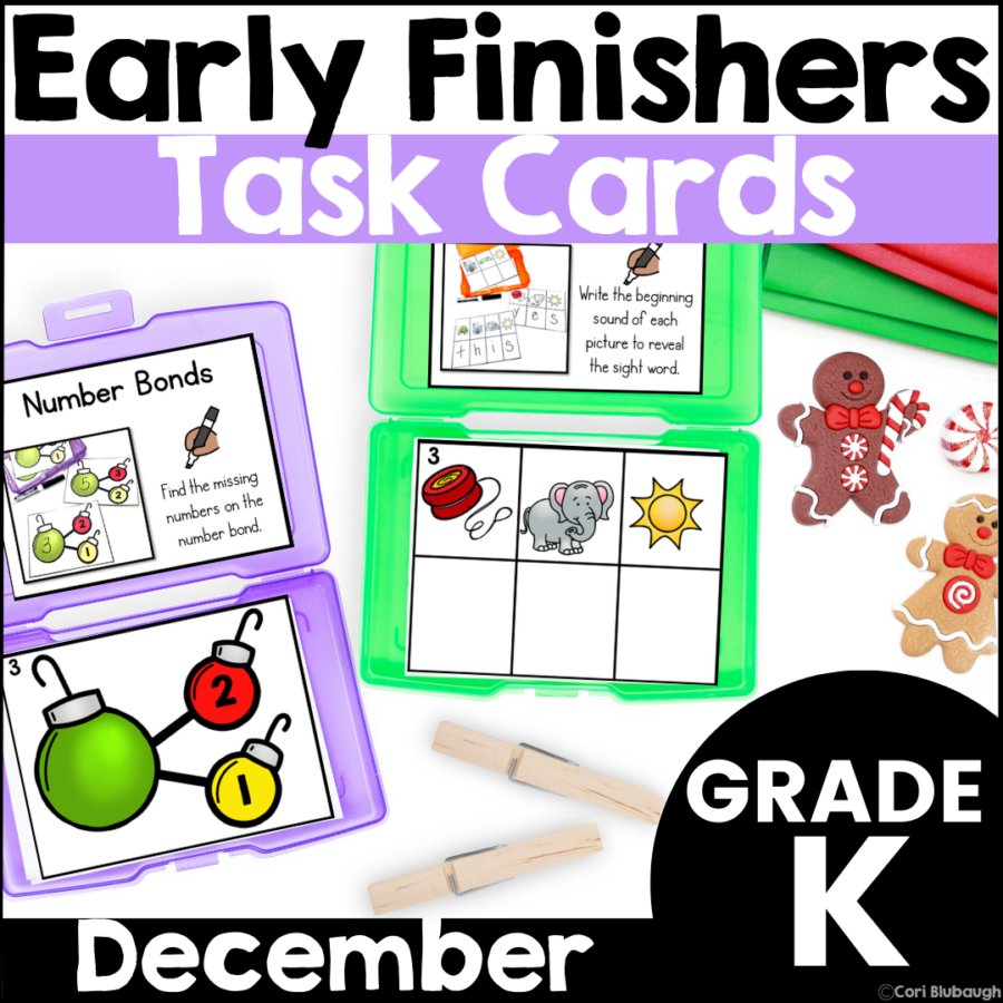 December Kindergarten Early Finisher Task Cards - Mrs. B’s Beehive