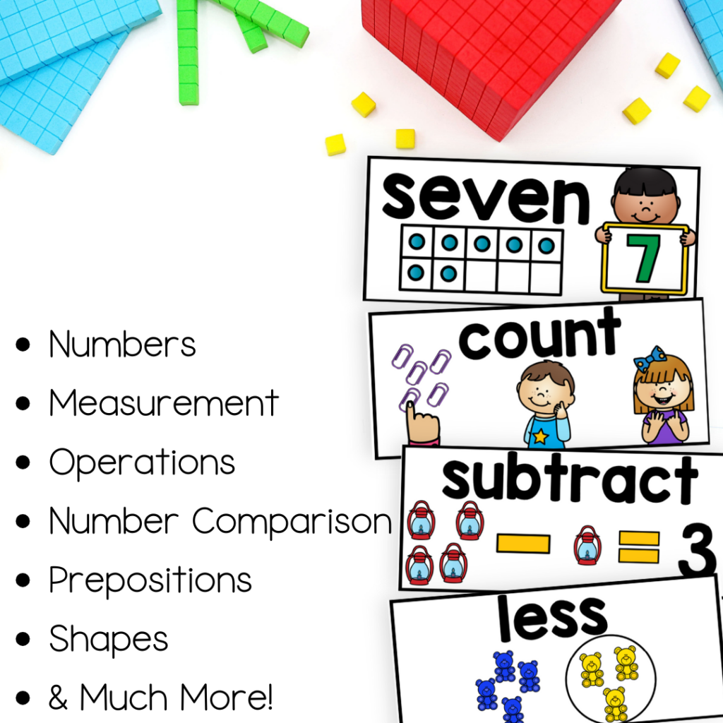 Math Vocabulary Cards for Kindergarten - Mrs. B’s Beehive