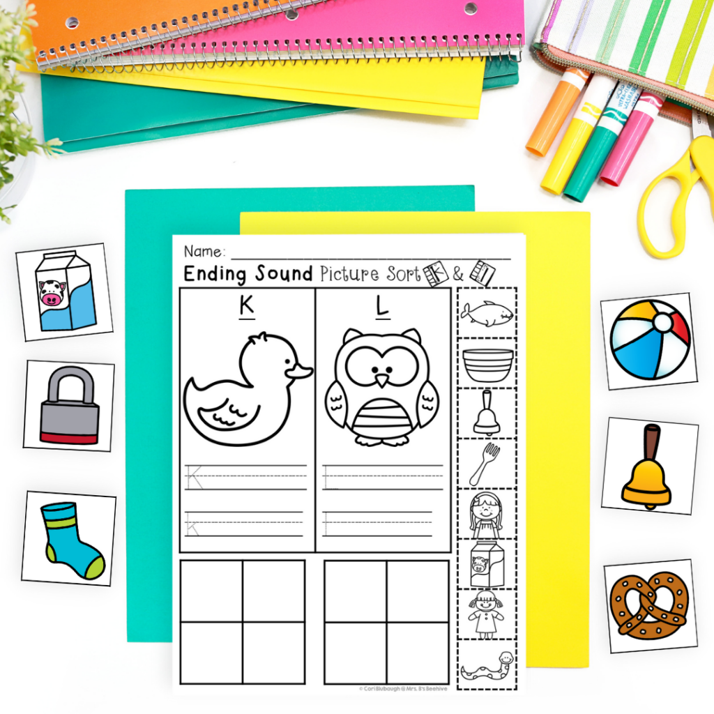 Ending Sounds Worksheets and Picture Sorts - Mrs. B’s Beehive
