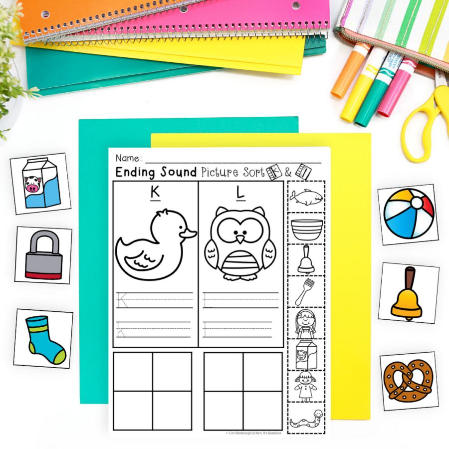 Ending Sounds Worksheets and Picture Sorts - Mrs. B’s Beehive