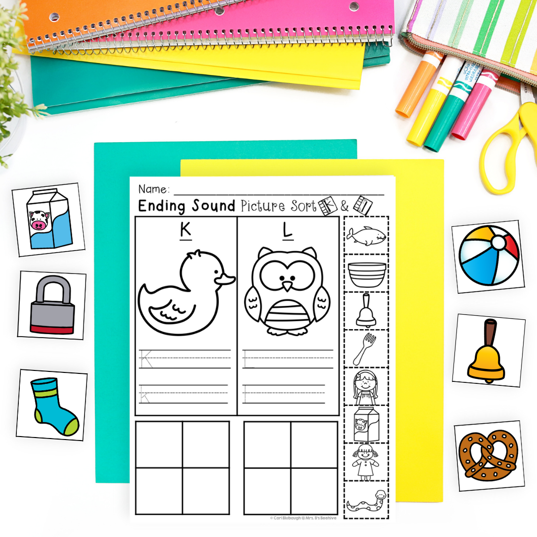 Ending Sounds Worksheets and Picture Sorts - Mrs. B’s Beehive