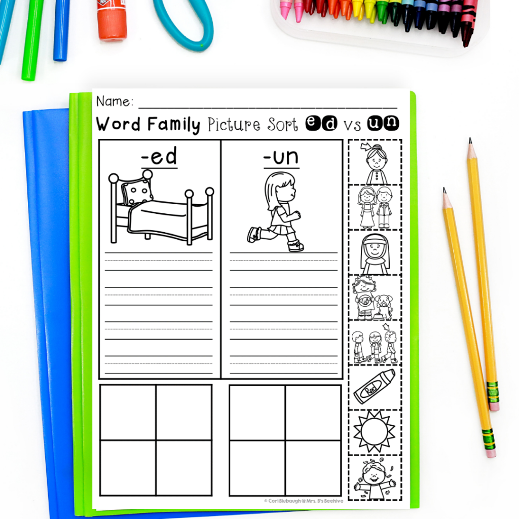 CVC Word Family Picture Sorts and Worksheets - Mrs. B’s Beehive