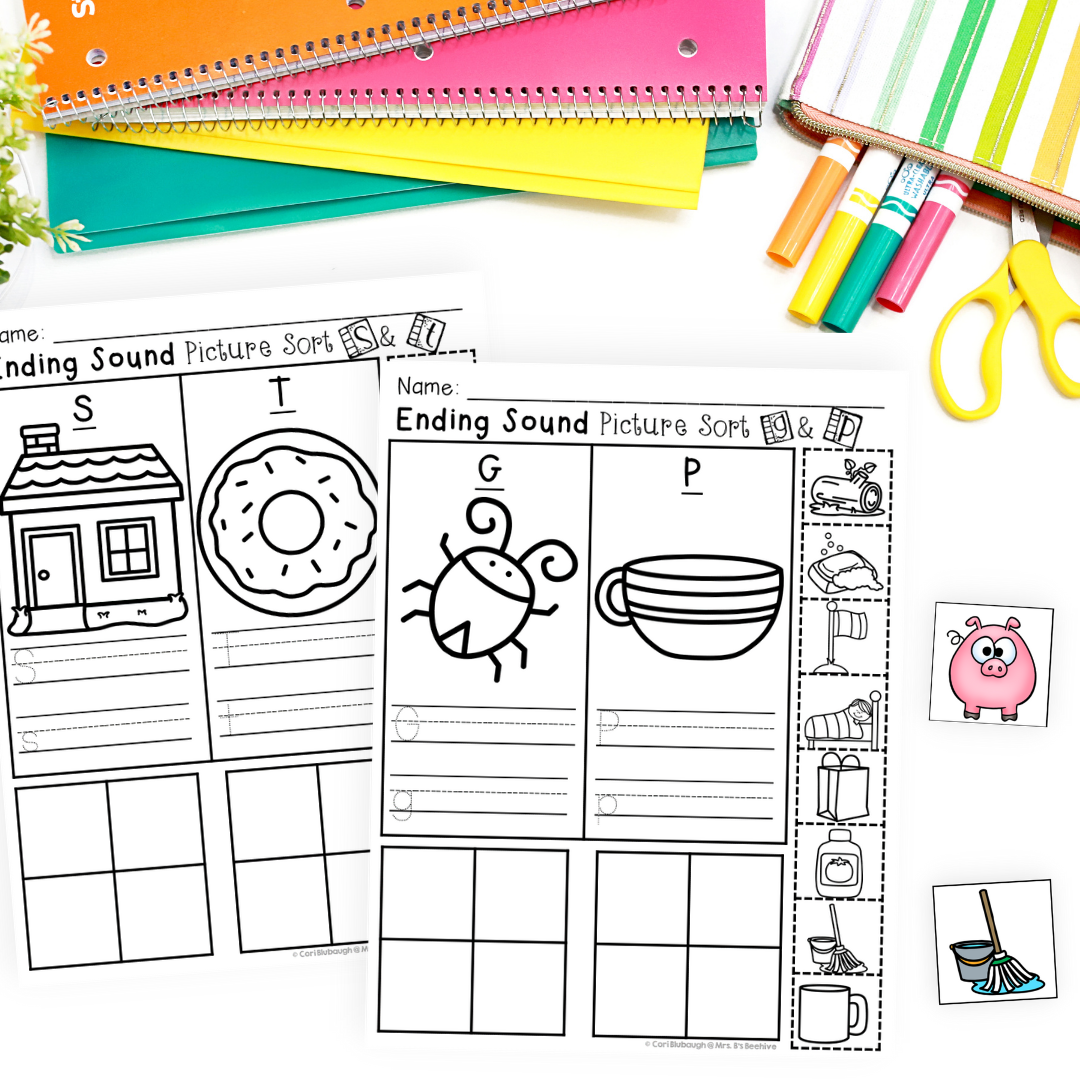 Ending Sounds Worksheets and Picture Sorts - Mrs. B’s Beehive