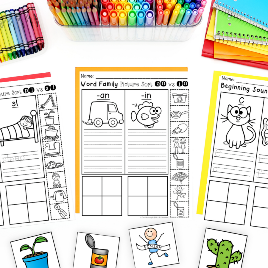 Phonics Worksheets and Picture Sorts Bundle for Centers and Morning ...