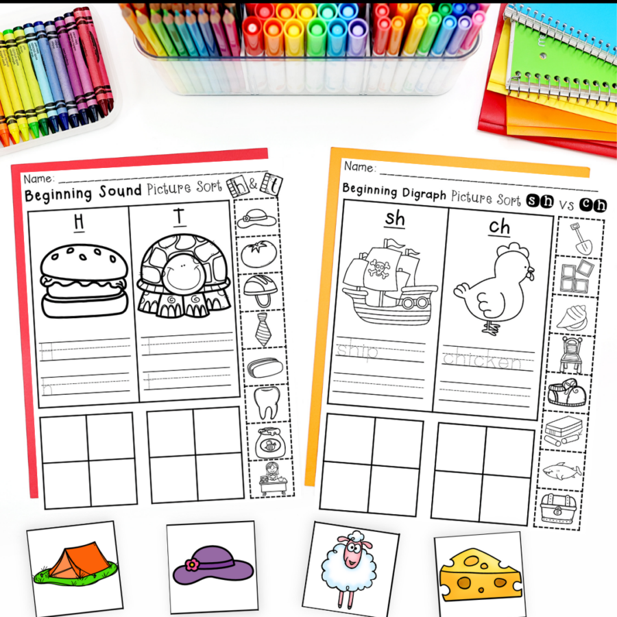 Phonics Worksheets and Picture Sorts Bundle for Centers and Morning ...