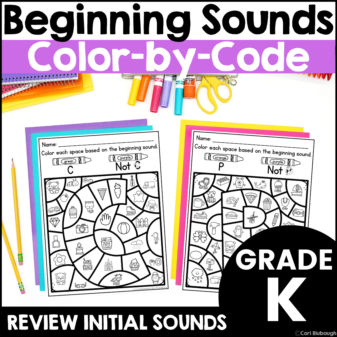 Beginning Sounds Color-by-Code Worksheets - Mrs. B’s Beehive