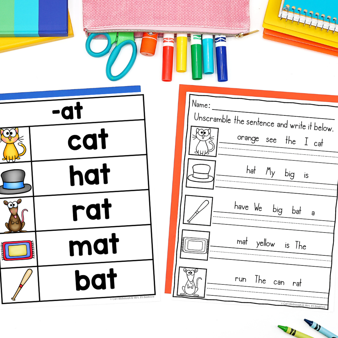 CVC Word Families Worksheets - Differentiated Practice - Mrs. B’s Beehive