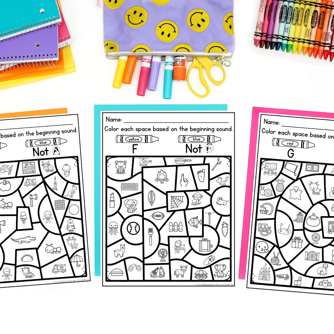 Beginning Sounds Color-by-Code Worksheets - Mrs. B’s Beehive