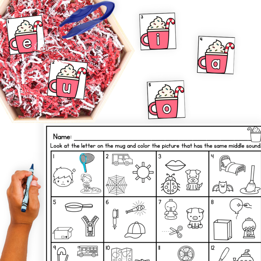 Christmas Phonics Activities Fine Motor Sensory Bin Centers - Mrs. B’s ...