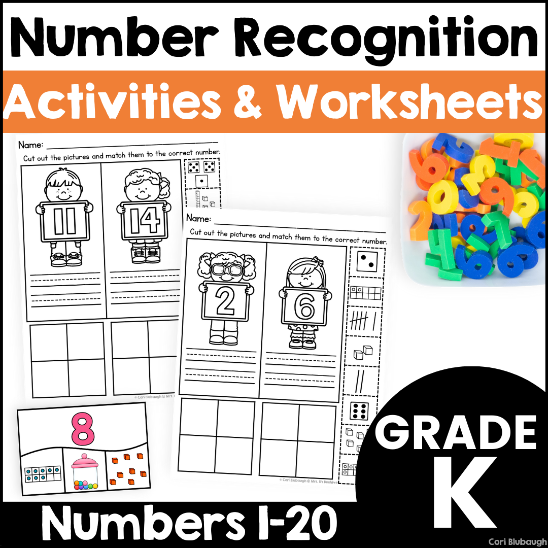 Number Recognition 1-20 Teen Number Worksheets - Mrs. B’s Beehive