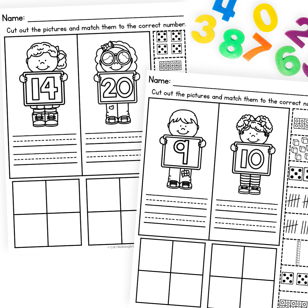 Number Recognition 1-20 Teen Number Worksheets - Mrs. B’s Beehive
