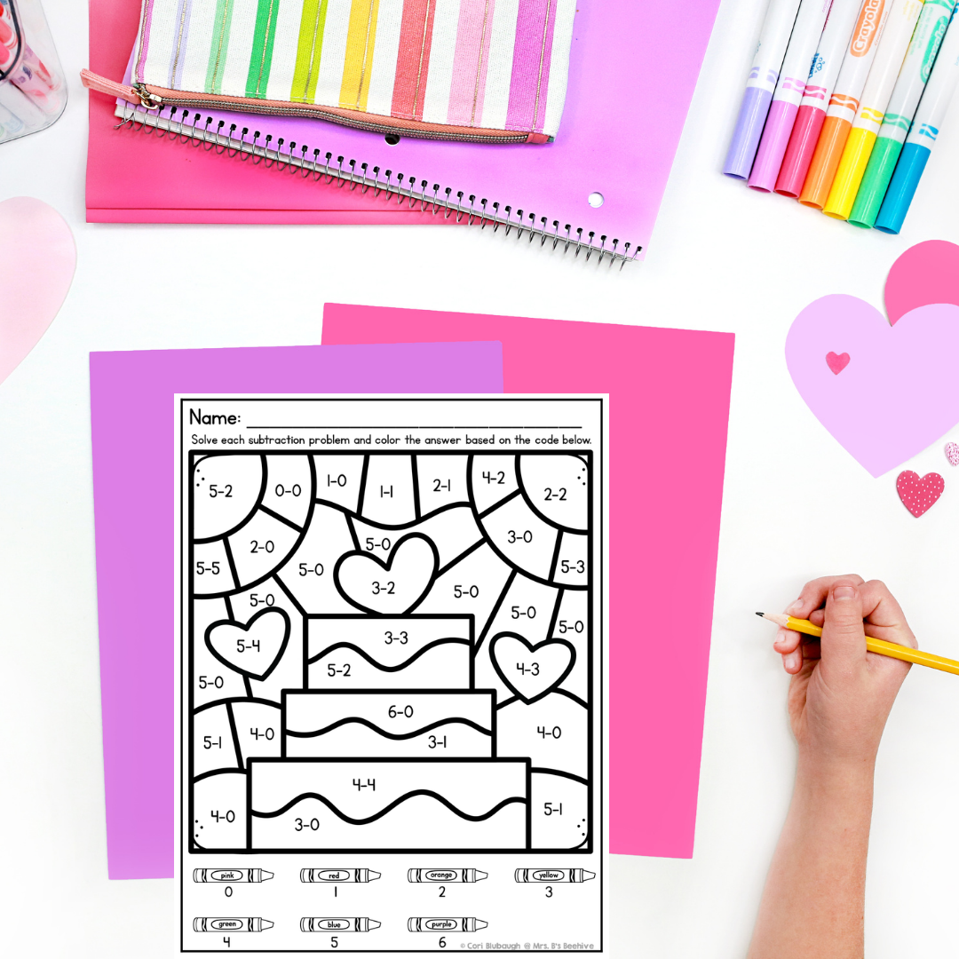 Valentine's Day Worksheets Phonics and Math Practice for Kindergarten ...