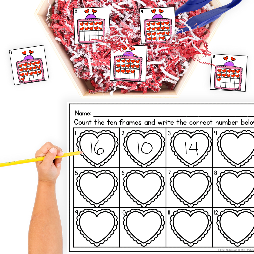 Valentine's Day Math Fine Motor Sensory Bin Centers - Mrs. B’s Beehive