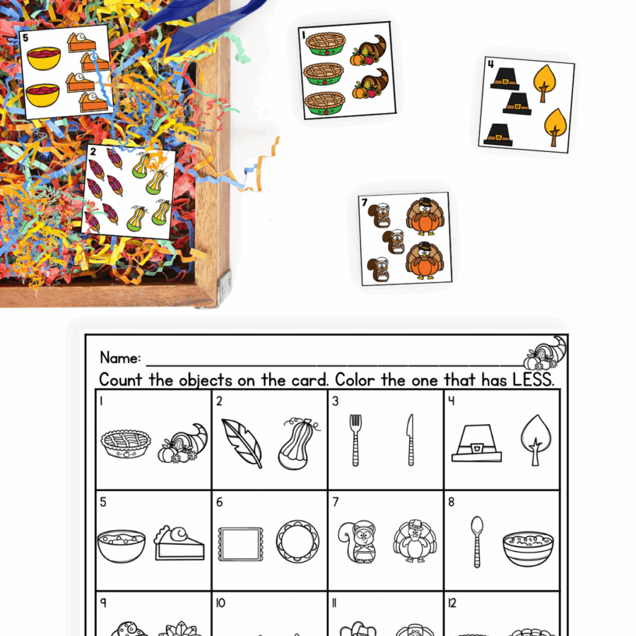Thanksgiving Math Fine Motor Sensory Bin Centers - Mrs. B’s Beehive